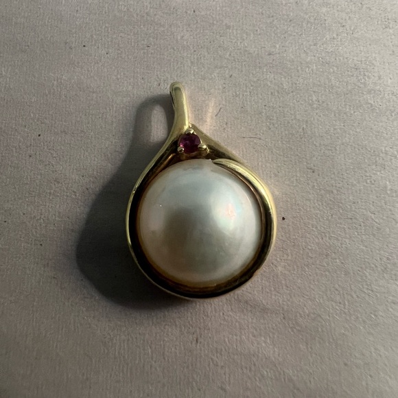 Jewelry | Genuine Baroque Pearl Ruby Pendant Set In Solid 14k Yellow ...